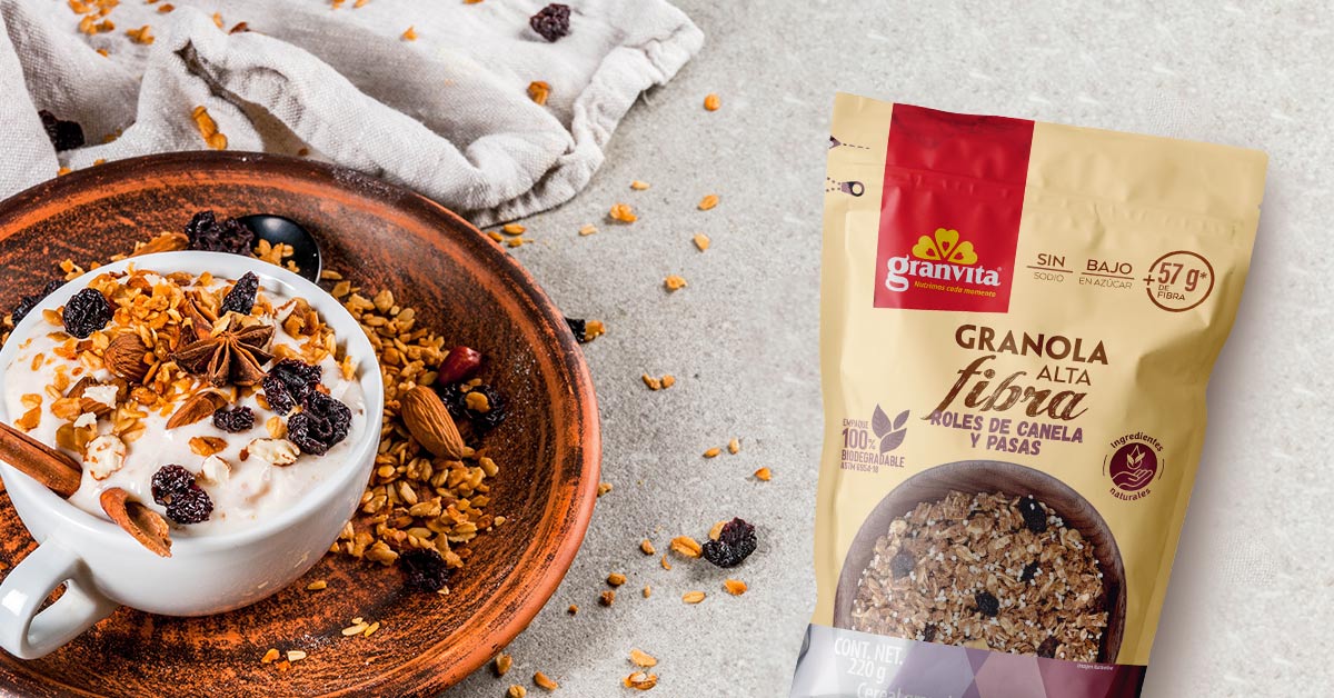 Cereal de granola Granvita alto en fibra o super proteína, ¿cuál elegir ...